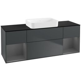 Villeroy & Boch Villeroy und Boch Finion Waschtischunterschrank G742GKHG 160x60,3x50,1cm, Regale Anthracite matt lacquer, Midnight Blue Matt Lacquer