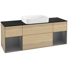 Villeroy & Boch Villeroy und Boch Finion Waschtischunterschrank G742GKPC 160x60,3x50,1cm, Regale Anthracite matt lacquer, Oak Veneer