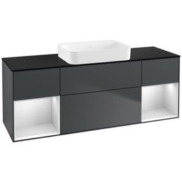 Villeroy & Boch Villeroy und Boch Finion Waschtischunterschrank G742MTHG 160x60,3x50,1cm, Regale White matt lacquer, Midnight Blue Matt Lacquer
