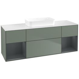 Villeroy & Boch Villeroy und Boch Finion Waschtischunterschrank F741HGGM 160x60,3x50,1cm, Regale Midnight matt lacquer, Olive Matt Lacquer