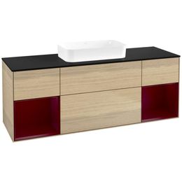 Villeroy & Boch Villeroy und Boch Finion Waschtischunterschrank F742HBPC 160x60,3x50,1cm, Regale Peony matt lacquer, Oak Veneer