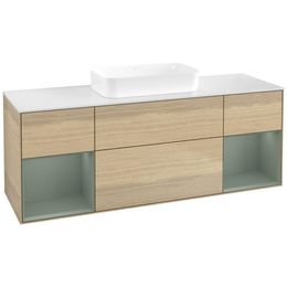 Villeroy & Boch Villeroy und Boch Finion Waschtischunterschrank F741GMPC 160x60,3x50,1cm, Regale Olive matt lacquer, Oak Veneer