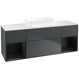 Villeroy & Boch Villeroy und Boch Finion Waschtischunterschrank F741PDHG 160x60,3x50,1cm, Regale Black matt lacquer, Midnight Blue Matt Lacquer