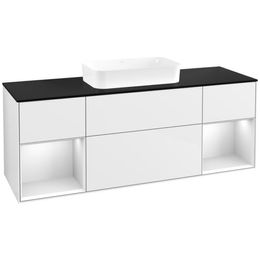 Villeroy & Boch Villeroy und Boch Finion Waschtischunterschrank F742MTGF 160x60,3x50,1cm, Regale White matt lacquer, Glossy white lacquer