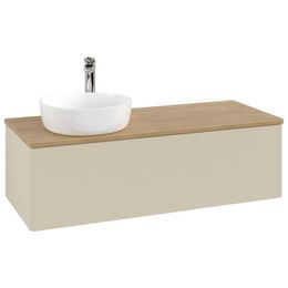 Villeroy & Boch Villeroy und Boch Antao Waschtisch-Unterschrank K33051HJ 120x36x50cm, Hahnloch, Waschbeckenplattenfarbe honey oak, silk grey matt lacquer