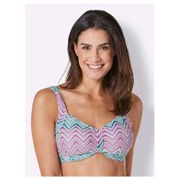 Bustier-Bikini-Top feel good, Damen, Gr. 38, Cup C, blau (topas, magenta, bedruckt), Elasthan, Polyamid, Bikini-Oberteile