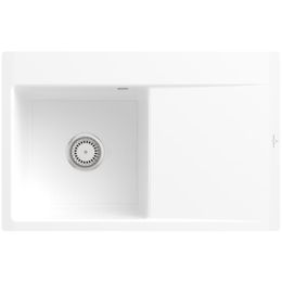 Villeroy & Boch Villeroy und Boch Subway Style 45 Flat Fl&auml;chenb&uuml;ndige Sp&uuml;le 33481FKG links, mit Ablaufgarnitur, Handbet&auml;tigung, snow white CeramicPlus, 78 x 51 cm