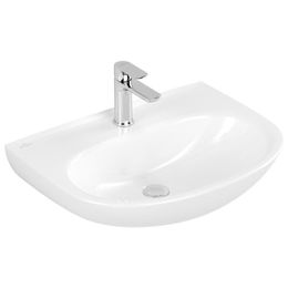 Villeroy & Boch Villeroy und Boch O.novo Waschtisch 4A4061R1 60x46cm, oval, Hahnloch ohne &Uuml;berlauf, wei&szlig; C-plus