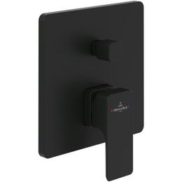 Villeroy & Boch Villeroy und Boch Subway 3.0 Fertigmontageset TVS112003000K5 Unterputz-Einhebel-Wannenarmatur, mit Umsteller, Wandmontage, matt black