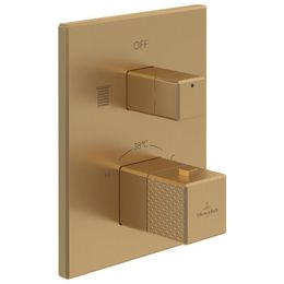Villeroy & Boch Villeroy und Boch Mettlach Fertigmontageset TVS12600300076 Unterputz-Thermostat mit Zweiwege-Mengenregulierung, brushed gold