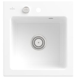 Villeroy & Boch Villeroy & Boch Subway 45 XS Einbausp&uuml;le 678102KG mit Ablaufgarnitur und Exzenterbet&auml;tigung, 475 x 510 mm, Snow White