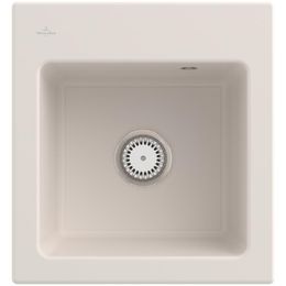 Villeroy & Boch Villeroy und Boch Subway 45 XS Einbausp&uuml;le 678101KR mit Ablaufgarnitur, 475 x 510 mm, Handbet&auml;tigung, crema CeramicPlus