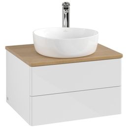 Villeroy & Boch Villeroy und Boch Antao Waschtisch-Unterschrank L18051GF 60x36x50cm, Hahnloch, Waschbeckenplattenfarbe honey oak, glossy white lacquer