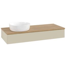 Villeroy & Boch Villeroy und Boch Antao Waschtisch-Unterschrank L11011HJ mit Beleuchtung, 120x19x50cm, Waschbeckenplattenfarbe honey oak, silk grey matt lacquer