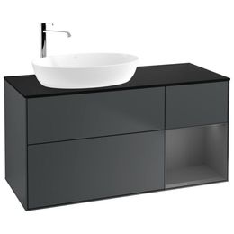 Villeroy & Boch Villeroy und Boch Finion Waschtischunterschrank G932GKHG 120cm, Abdeckplatte black matt, Emotion, Regale Anthracite matt lacquer, Midnight Blue Matt Lacquer