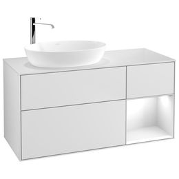 Villeroy & Boch Villeroy und Boch Finion Waschtischunterschrank G931GFMT 120cm, Abdeckplatte white matt, Emotion, Regale Glossy white lacquer, White matt lacquer