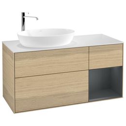Villeroy & Boch Villeroy und Boch Finion Waschtischunterschrank G931HGPC 120cm, Abdeckplatte white matt, Emotion, Regale Midnight matt lacquer, Oak Veneer