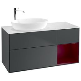 Villeroy & Boch Villeroy und Boch Finion Waschtischunterschrank F931HBHG 120cm, Abdeckplatte white matt, Regale Peony matt lacquer, Midnight Blue Matt Lacquer