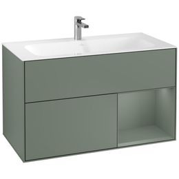 Villeroy & Boch Villeroy und Boch Finion Waschtischunterschrank F040GMGM 99,6x59,1x49,8cm, Regal rechts Olive Matt Lacquer, Olive Matt Lacquer