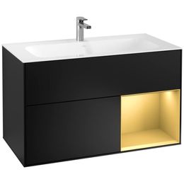 Villeroy & Boch Villeroy und Boch Finion Waschtischunterschrank F040HFPD 99,6x59,1x49,8cm, Regal rechts Gold matt, Black matt lacquer