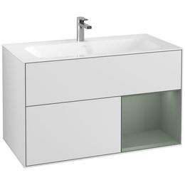 Villeroy & Boch Villeroy und Boch Finion Waschtischunterschrank F040GMMT 99,6x59,1x49,8cm, Regal rechts Olive Matt Lacquer, White matt lacquer