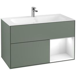 Villeroy & Boch Villeroy und Boch Finion Waschtischunterschrank F040GFGM 99,6x59,1x49,8cm, Regal rechts Glossy white lacquer, Olive Matt Lacquer