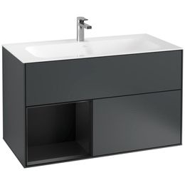 Villeroy & Boch Villeroy und Boch Finion Waschtischunterschrank F030PDHG 99,6x59,1x49,8cm, Regal links Black matt lacquer, Midnight Blue Matt Lacquer