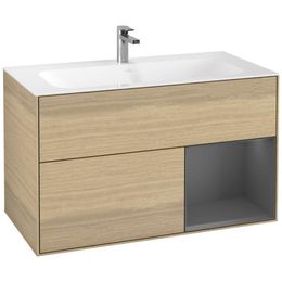 Villeroy & Boch Villeroy und Boch Finion Waschtischunterschrank F040GKPC 99,6x59,1x49,8cm, Regal rechts Anthracite matt, Oak Veneer