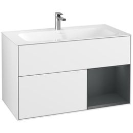 Villeroy & Boch Villeroy und Boch Finion Waschtischunterschrank F040HGGF 99,6x59,1x49,8cm, Regal rechts Midnight Blue Matt Lacquer, Glossy white lacquer