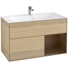 Villeroy & Boch Villeroy und Boch Finion Waschtischunterschrank F040GNPC 99,6x59,1x49,8cm, Regal rechts Walnut veneer, Oak Veneer