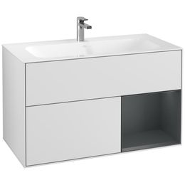 Villeroy & Boch Villeroy und Boch Finion Waschtischunterschrank F040HGMT 99,6x59,1x49,8cm, Regal rechts Midnight Blue Matt Lacquer, White matt lacquer