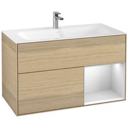 Villeroy & Boch Villeroy und Boch Finion Waschtischunterschrank F040MTPC 99,6x59,1x49,8cm, Regal rechts White matt lacquer, Oak Veneer