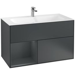 Villeroy & Boch Villeroy und Boch Finion Waschtischunterschrank F030HGHG 99,6x59,1x49,8cm, Regal links Midnight Blue Matt Lacquer, Midnight Blue Matt Lacquer