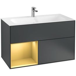 Villeroy & Boch Villeroy und Boch Finion Waschtischunterschrank F030HFHG 99,6x59,1x49,8cm, Regal links Gold matt, Midnight Blue Matt Lacquer