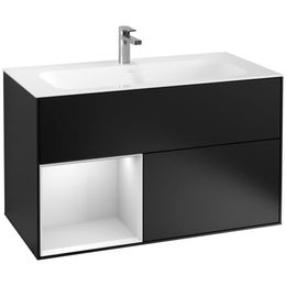 Villeroy & Boch Villeroy und Boch Finion Waschtischunterschrank F030MTPD 99,6x59,1x49,8cm, Regal links White matt lacquer, Black matt lacquer
