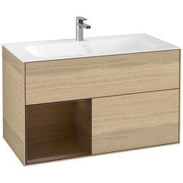 Villeroy & Boch Villeroy und Boch Finion Waschtischunterschrank F030GNPC 99,6x59,1x49,8cm, Regal links Walnut veneer, Oak Veneer