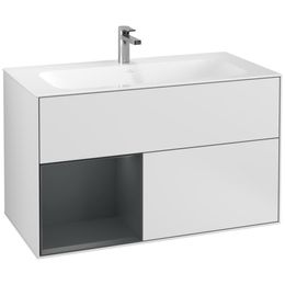Villeroy & Boch Villeroy und Boch Finion Waschtischunterschrank F030HGMT 99,6x59,1x49,8cm, Regal links Midnight Blue Matt Lacquer, White matt lacquer