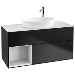 Villeroy & Boch Villeroy und Boch Finion Waschtischunterschrank F941GFPD 120cm, Abdeckplatte white matt, Regale Glossy white lacquer, Black matt lacquer