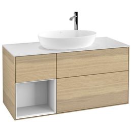 Villeroy & Boch Villeroy und Boch Finion Waschtischunterschrank F941GFPC 120cm, Abdeckplatte white matt, Regale Glossy white lacquer, Oak Veneer