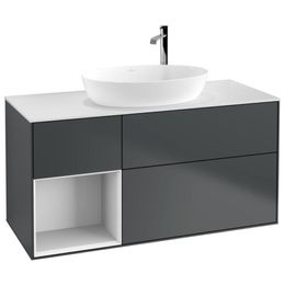 Villeroy & Boch Villeroy und Boch Finion Waschtischunterschrank F941GFHG 120cm, Abdeckplatte white matt, Regale Glossy white lacquer, Midnight Blue Matt Lacquer