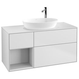 Villeroy & Boch Villeroy und Boch Finion Waschtischunterschrank F941MTMT 120cm, Abdeckplatte white matt, Regale White matt lacquer, White matt lacquer