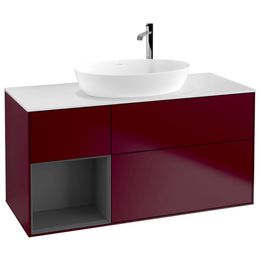 Villeroy & Boch Villeroy und Boch Finion Waschtischunterschrank F941GKHB 120cm, Abdeckplatte white matt, Regale Anthracite matt lacquer, Peony Matt
