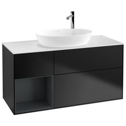 Villeroy & Boch Villeroy und Boch Finion Waschtischunterschrank F941HGPD 120cm, Abdeckplatte white matt, Regale Midnight matt lacquer, Black matt lacquer
