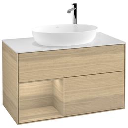 Villeroy & Boch Villeroy und Boch Finion Waschtischunterschrank F891PCPC 100cm, Abdeckplatte white matt, Regale Oak Veneer, Oak Veneer