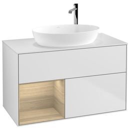 Villeroy & Boch Villeroy und Boch Finion Waschtischunterschrank G891PCMT 100cm, Abdeckplatte white matt, Emotion, Regale Oak Veneer, White matt lacquer