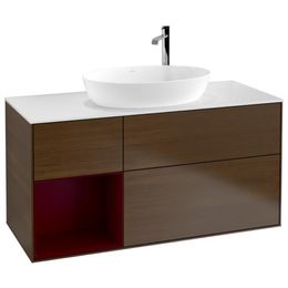 Villeroy & Boch Villeroy und Boch Finion Waschtischunterschrank G941HBGN 120cm, Abdeckplatte white matt, Emotion, Regale Peony matt lacquer, Walnut veneer