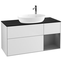 Villeroy & Boch Villeroy und Boch Finion Waschtischunterschrank G952GKMT 120cm, Abdeckplatte black matt, Emotion, Regale Anthracite matt lacquer, White matt lacquer