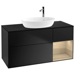 Villeroy & Boch Villeroy und Boch Finion Waschtischunterschrank G952PCPD 120cm, Abdeckplatte black matt, Emotion, Regale Oak Veneer, Black matt lacquer