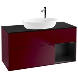 Villeroy & Boch Villeroy und Boch Finion Waschtischunterschrank G952PDHB 120cm, Abdeckplatte black matt, Emotion, Regale Black matt lacquer, Peony Matt