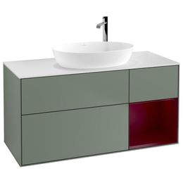 Villeroy & Boch Villeroy und Boch Finion Waschtischunterschrank G951HBGM 120cm, Abdeckplatte white matt, Emotion, Regale Peony matt lacquer, Olive Matt Lacquer
